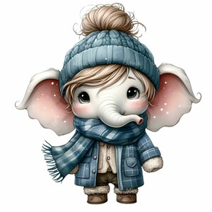 Baby Elephant PNG Clipart in Winter Clothes, 12 Adorable Elephant With ...