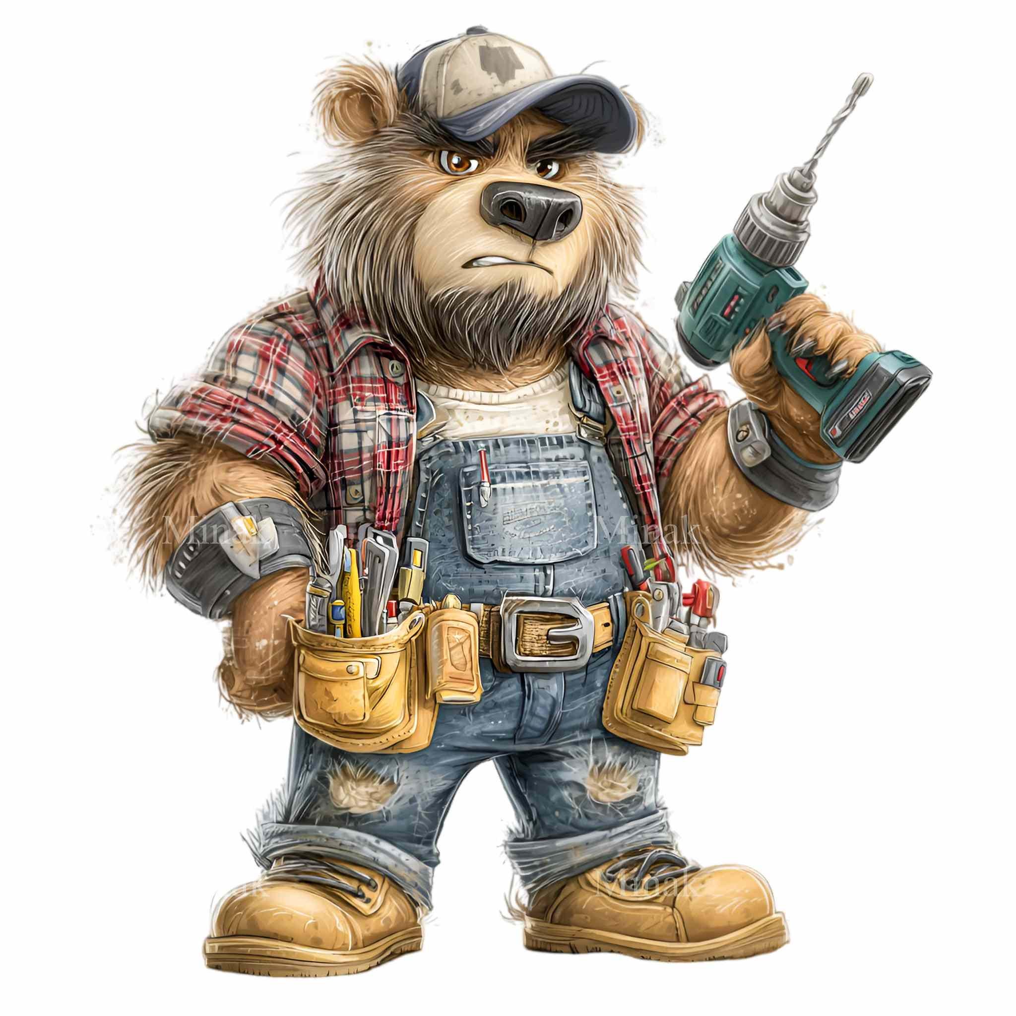 16 PNG Handyman Bear Clipart, Construction Worker Sublimation, Grizzly ...