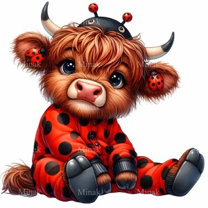 12 PNG Ladybug Cow Clipart – Spring Farm Animal Illustration, Nursery ...