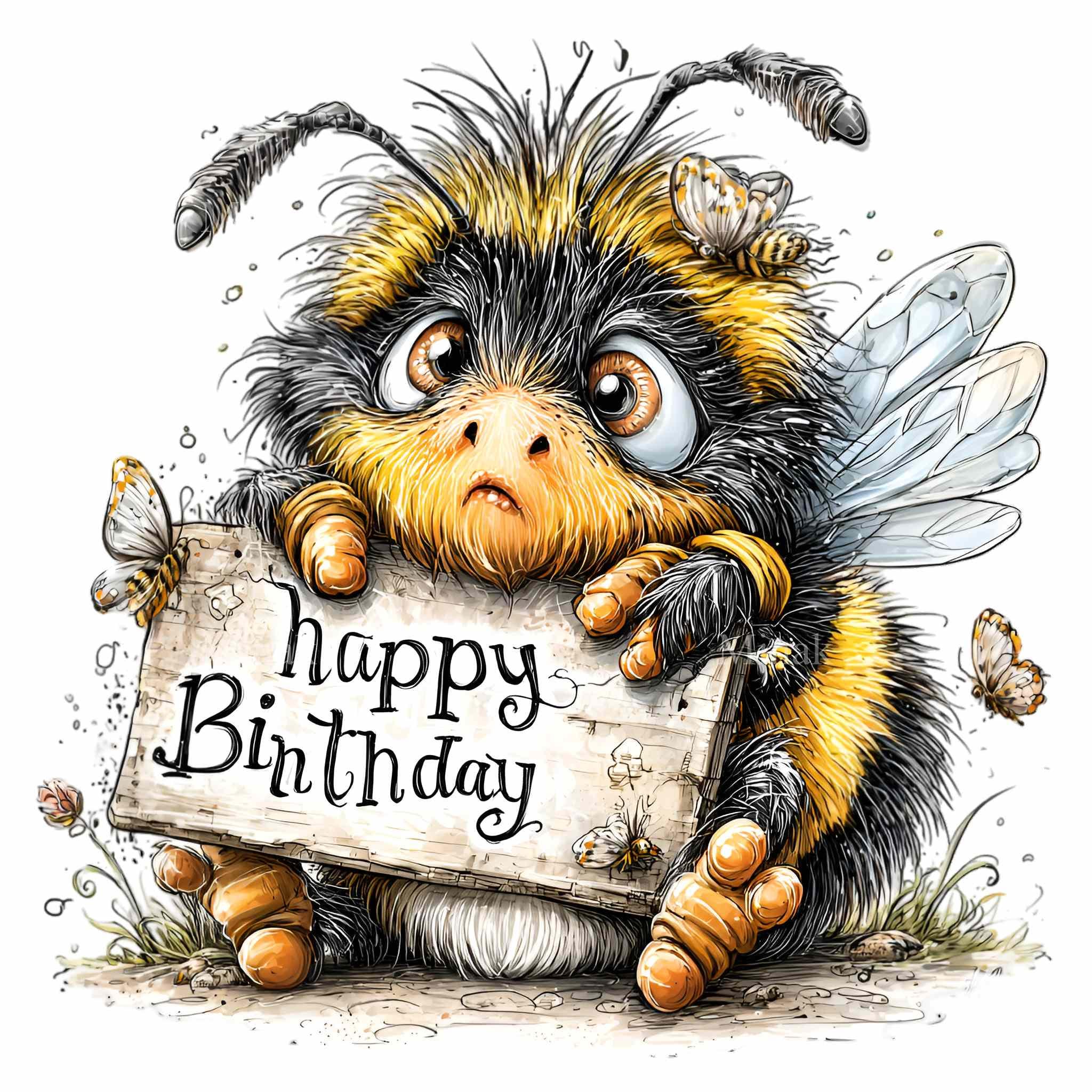 14 PNG Birthday Bee Clipart – Cute Sign PNG – Perfect for Party Invites ...