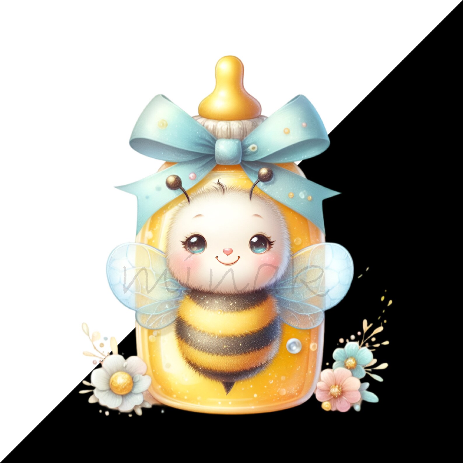 Baby Clipart, Bee Clip Art, Cute Bumblebee, 10 PNG Baby Bottle Newborn ...