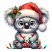 14 Funny Christmas Koala PNG Clipart With Glasses, Santa Hat and Lights ...