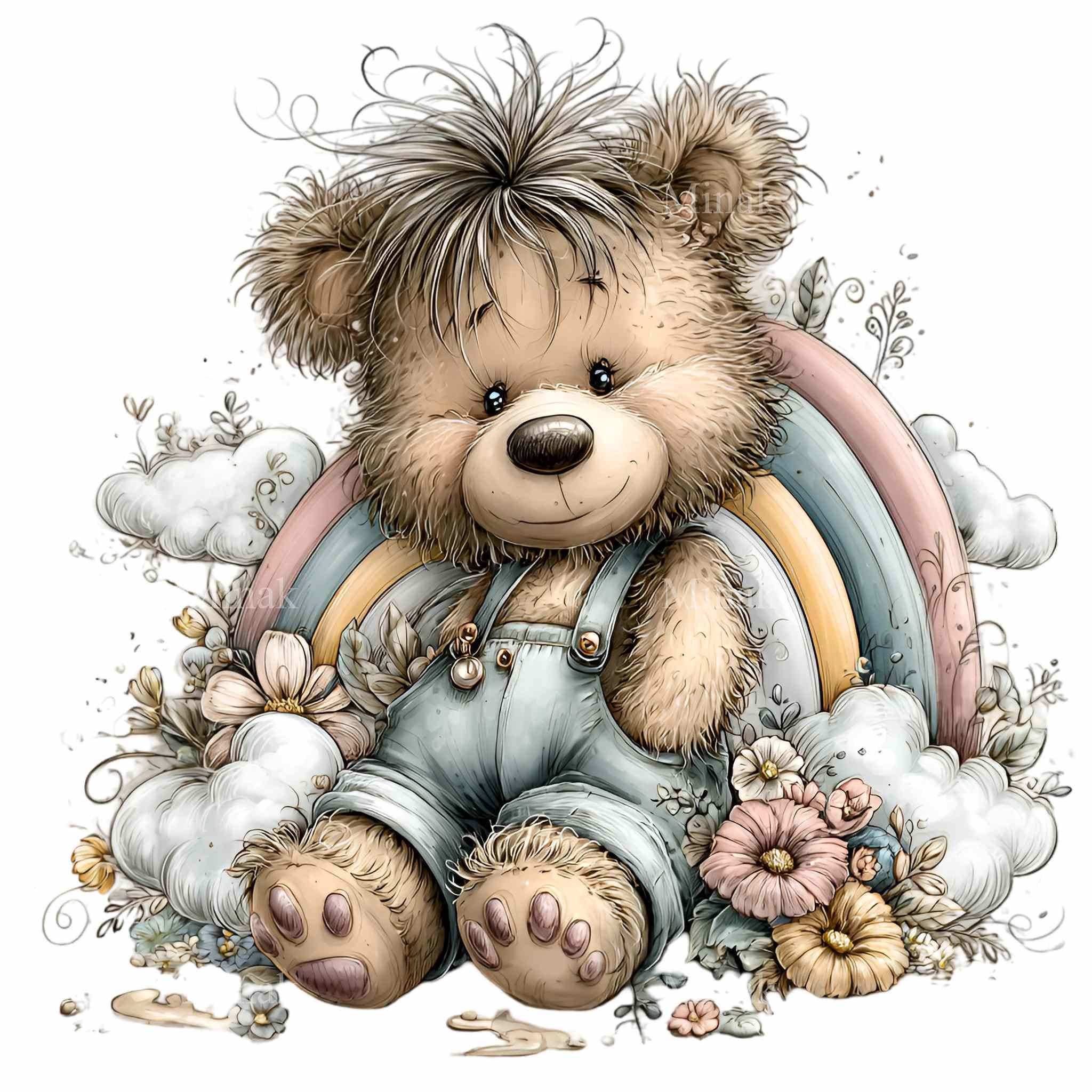 15 PNG Rainbow Bear PNG – Cute Baby Animal Clipart With Flowers ...