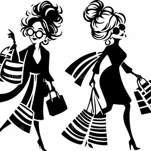 5 SVG Luxury Shopping Girls Fashion Woman Silhouette Vector - Etsy