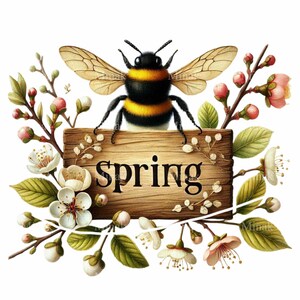 12 Spring Bee PNG Clipart, Cute Bumblebee With Flowers, Whimsical ...
