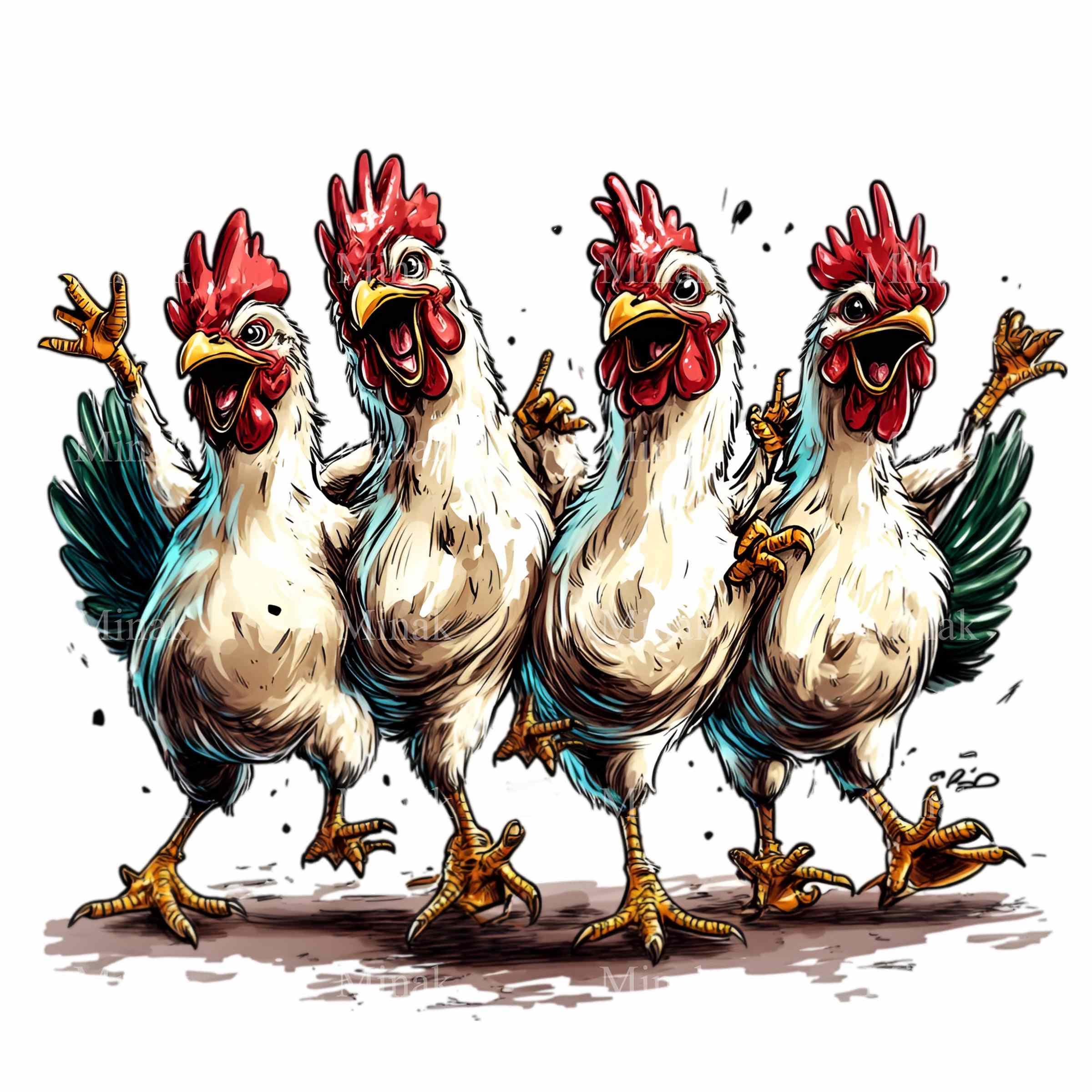 12 PNG Funny Rooster Clipart – Singing Chickens PNG – Comical Farm Bird ...