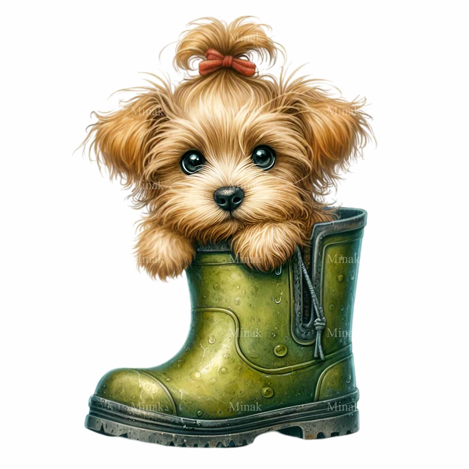 12 PNG Spring Puppy Clipart – Dog in Garden Boots Illustration, Flower ...