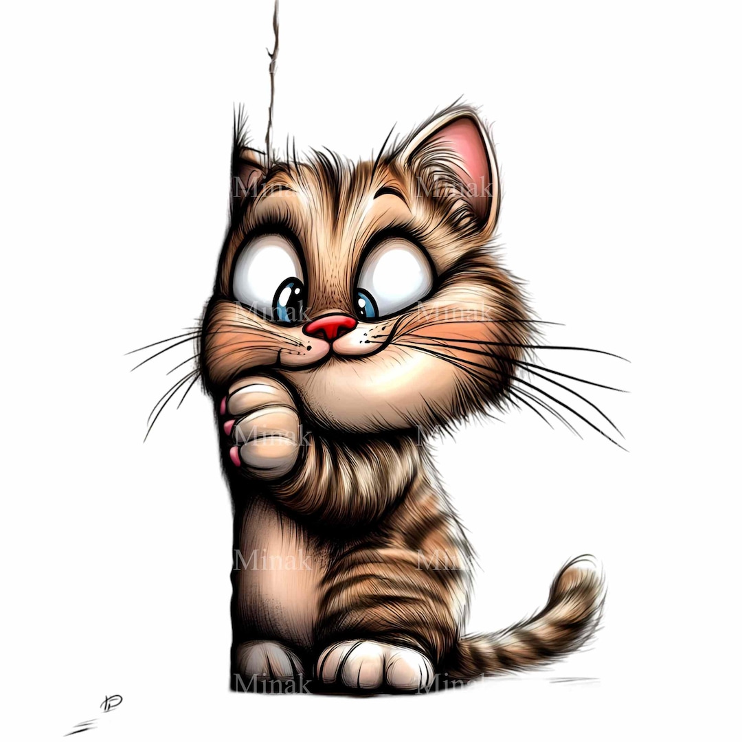 30 PNG Peeking Kitten PNG Clipart, Cute Playful Cat Illustration, Funny ...