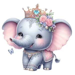 Elephant Girl Clipart, 15 Watercolor Elephant Clipart, Elephant Png ...