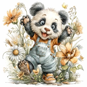 15 PNG Floral Panda Clipart – Cute Baby Bear PNG for Nursery Wall Art ...