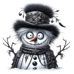 Gothic Snowman Clipart 15 PNG - Unique Dark Snowman Illustration With ...