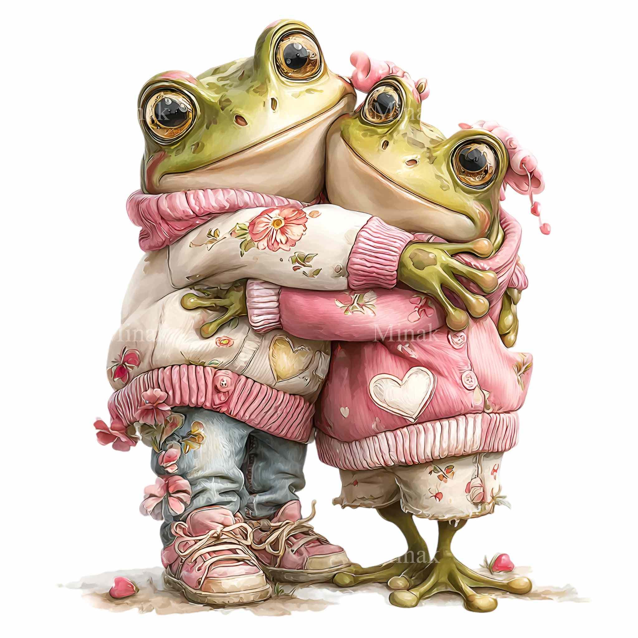 15 PNG Frog Couple Love Clipart – Valentine Animal Illustration ...