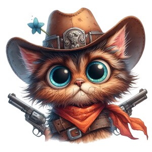 Funny Cat With Cowboy Hat and Bandana 12 PNG Comics Western Animal ...