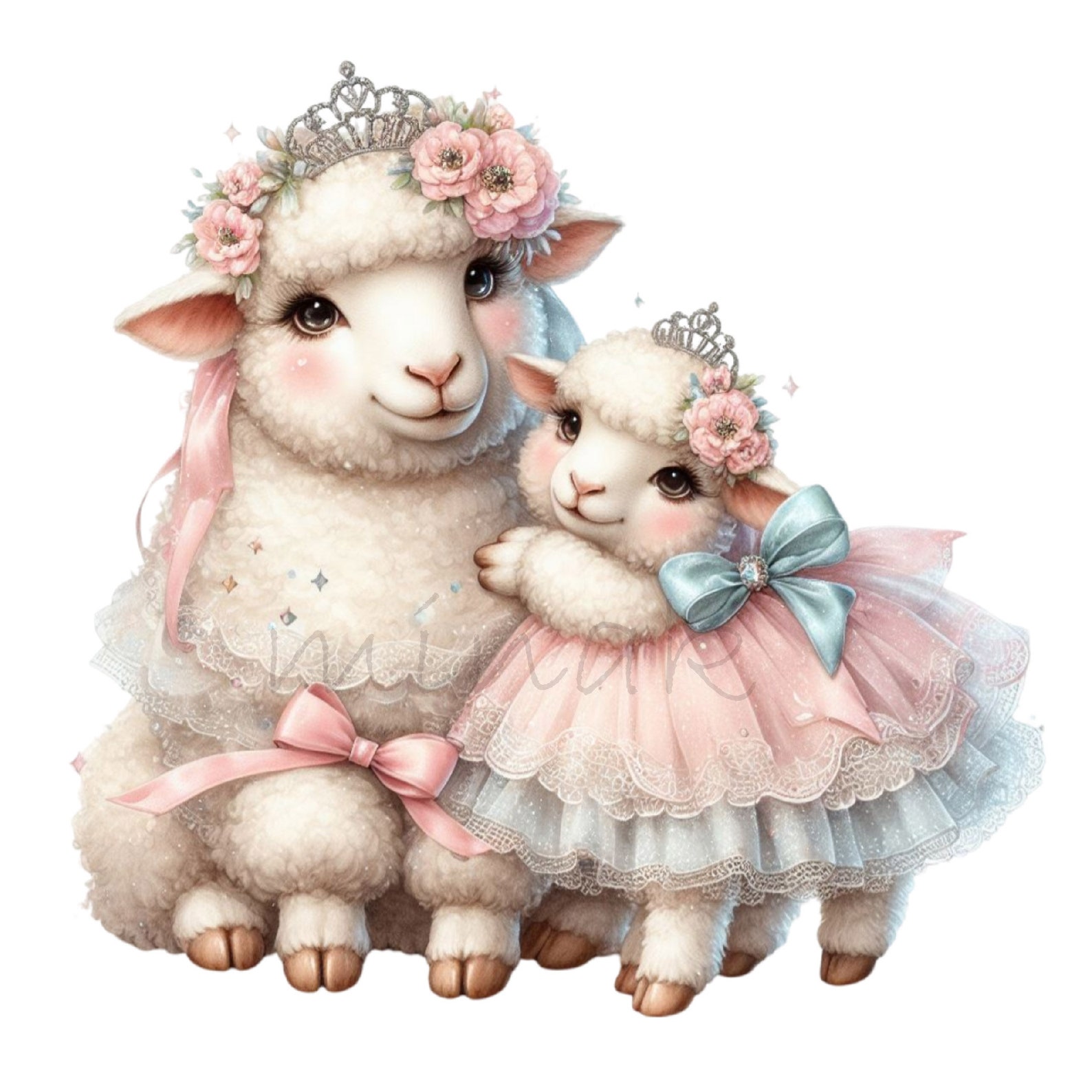 Motherhood Clipart, Sheep Mom Lamb, 10 PNG Baby Animal Watercolor ...