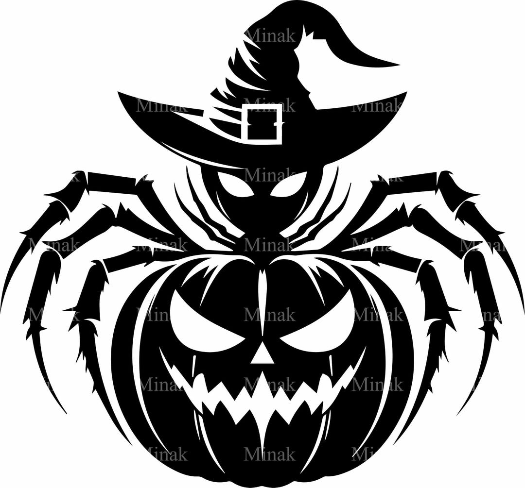 5 SVG Scary Spider Pumpkin SVG Cut File, Halloween Jack-o’-lantern With ...