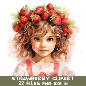 Strawberry Girl Clipart, 22 PNG Files, Cute Girl With Strawberry Crown ...
