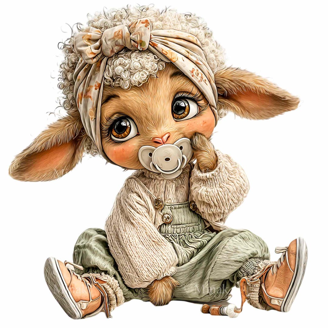 16 PNG Baby Lamb Clipart – Cute Sheep PNG With Pacifier and Headband ...