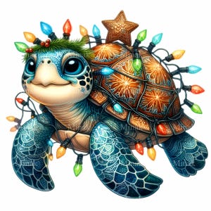 15 PNG Christmas Turtle Clipart – Cute Festive Animal PNG – Holiday ...