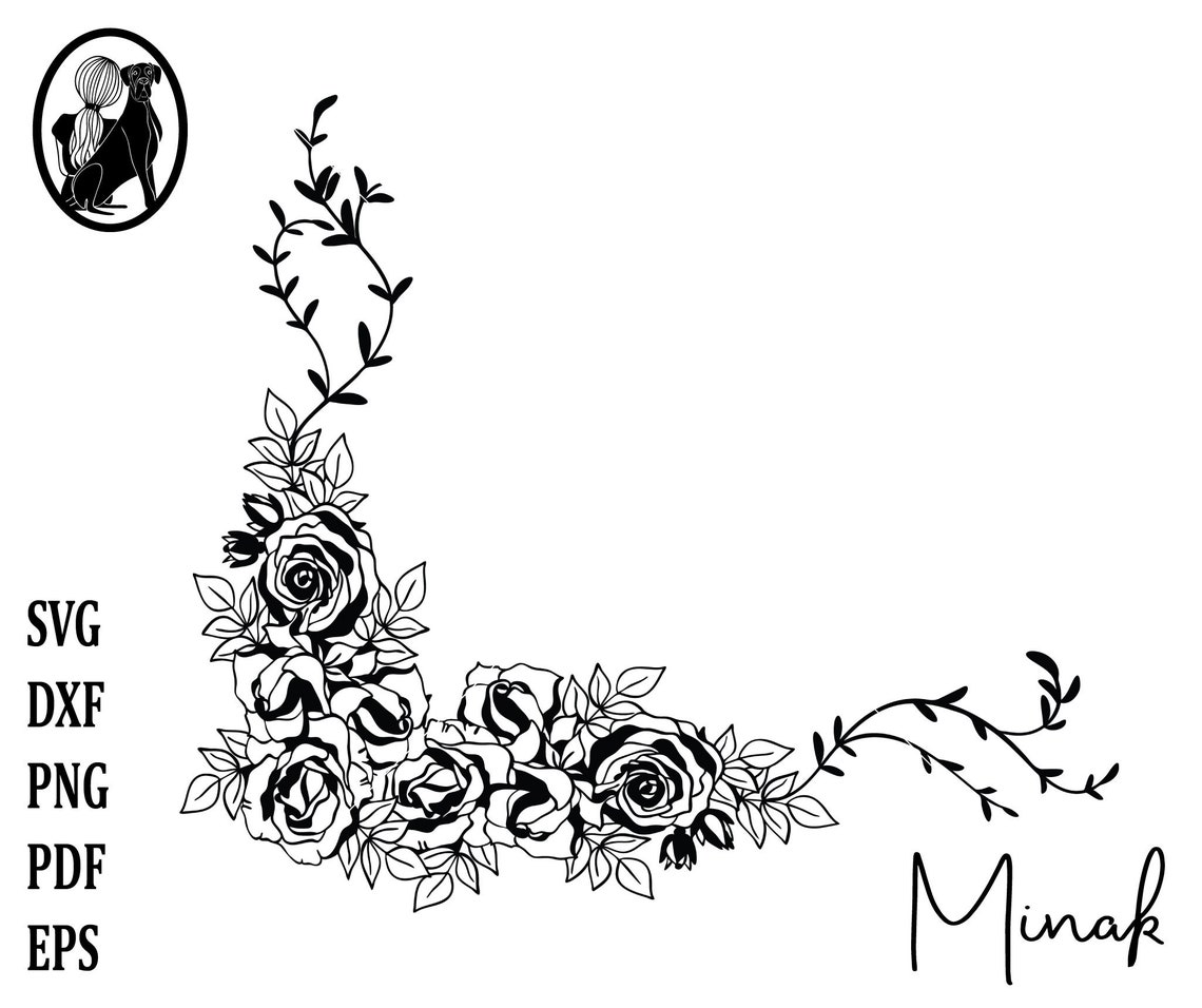 Roses Corner Svg Roses Border Svg Floral Border Svg Flower - Etsy Canada