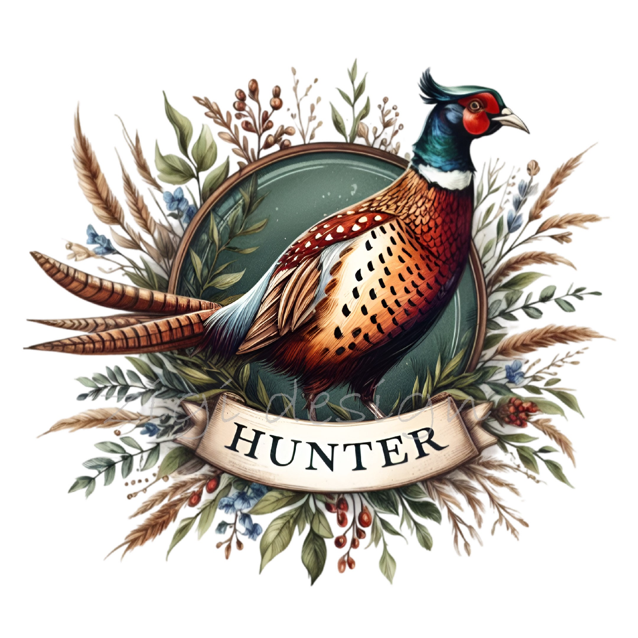 10 Hunter Pheasant PNG Clipart With Colorful Feathers and Wheat, Rustic ...