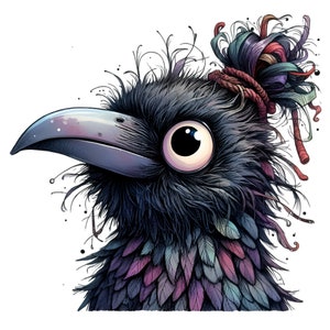 Raven Bird Funny Comics 12 PNG Cartoon Illustration Clipart - Etsy