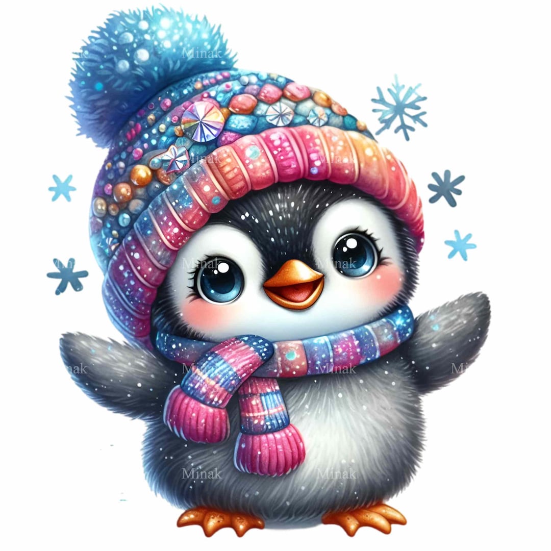 15 PNG Winter Penguin Clipart – Cute Penguin PNG – Snowy Bird Art for ...