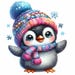 Adorable Winter Penguin PNG Clipart 15 Cute Penguin With Beanie and ...