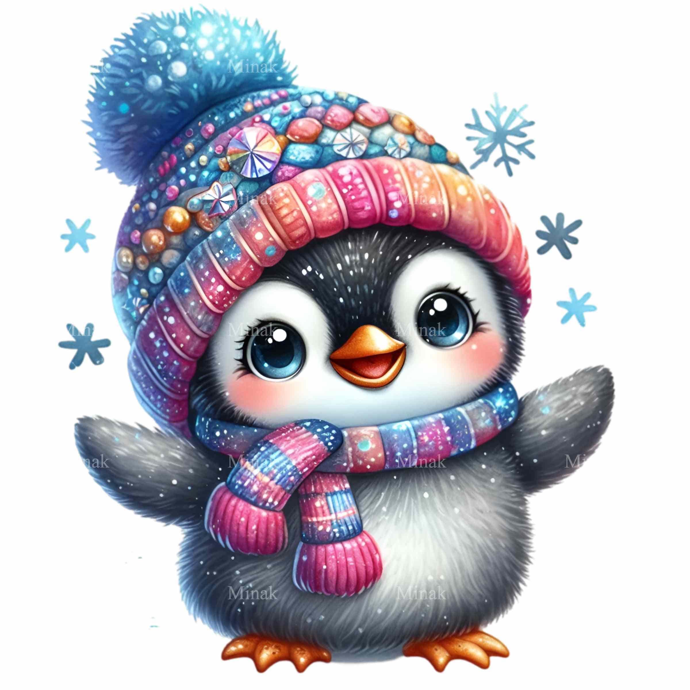 15 PNG Winter Penguin Clipart – Cute Penguin PNG – Snowy Bird Art for ...