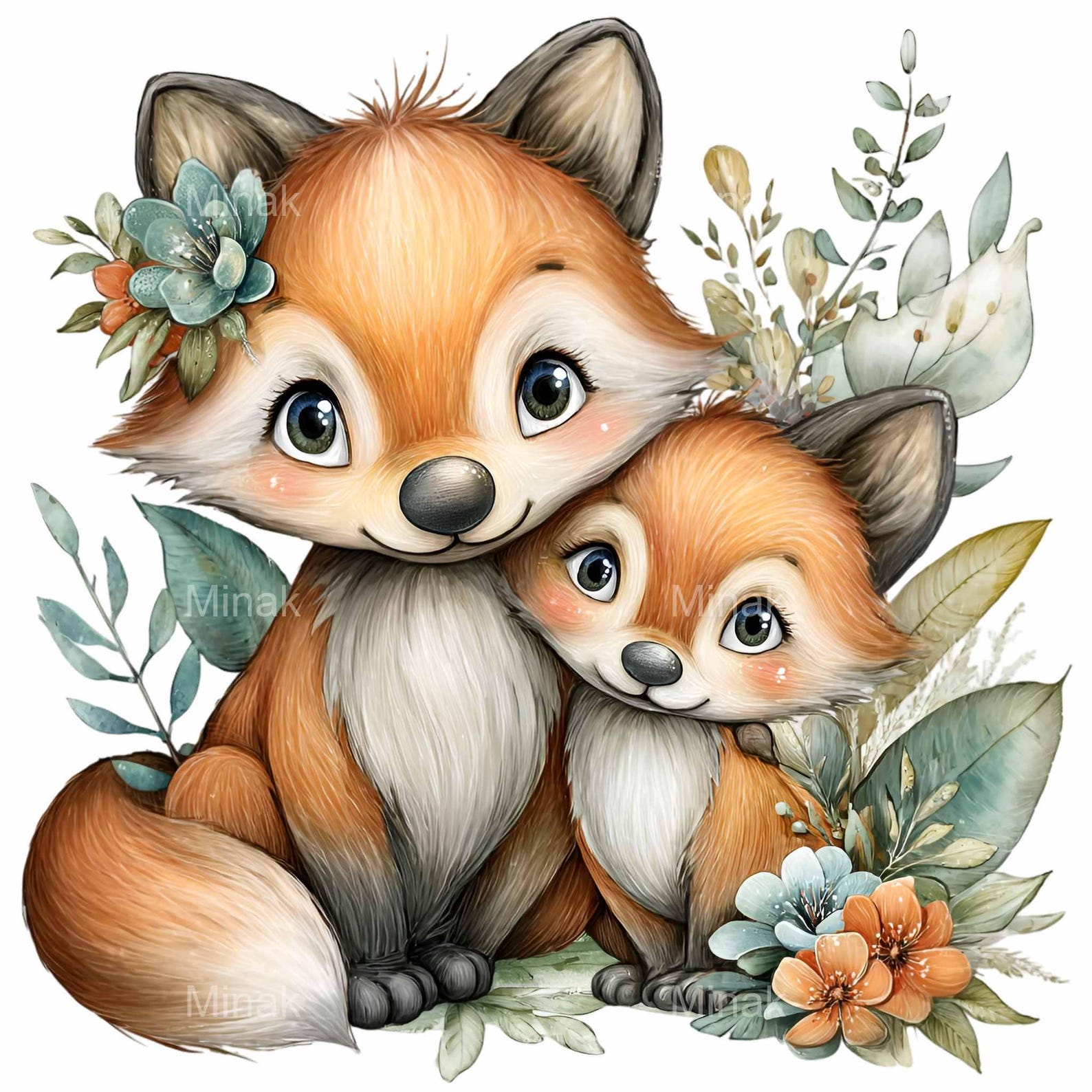 14 PNG Familie Clipart - Mama und Baby Fuchs digitaler Download für ...