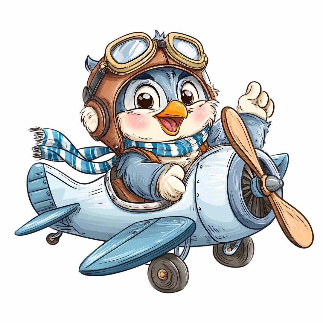 16 PNG Pilot Penguin Clipart – Aviator Bird Flying Airplane ...