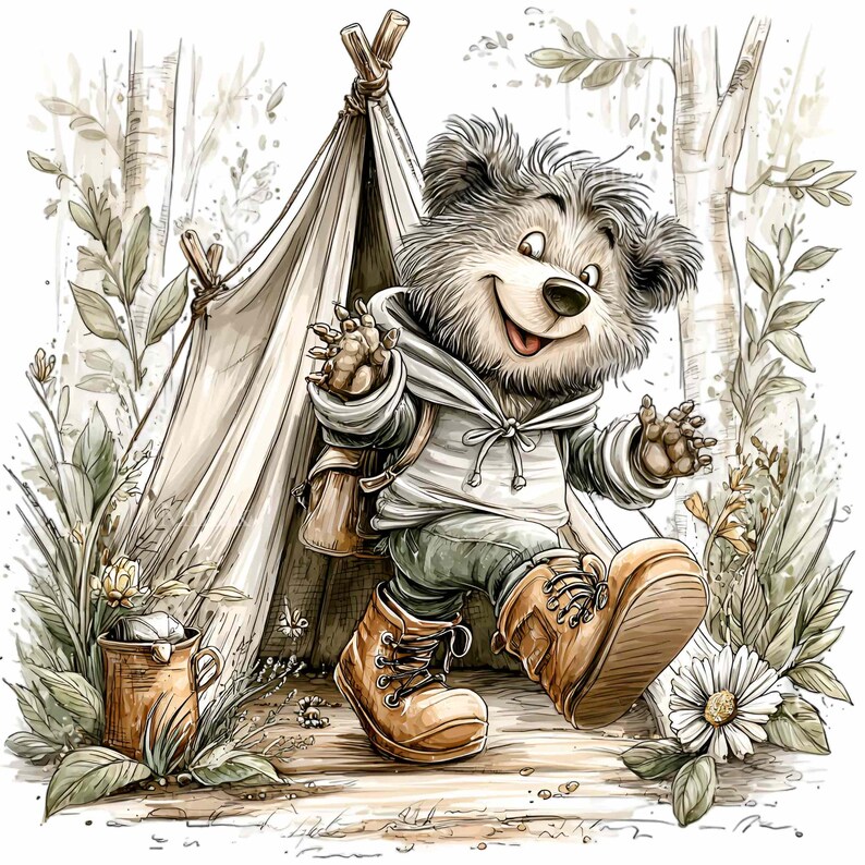 11 PNG Camping Bear Clipart – Adventure Woodland Animal PNG – Cute ...