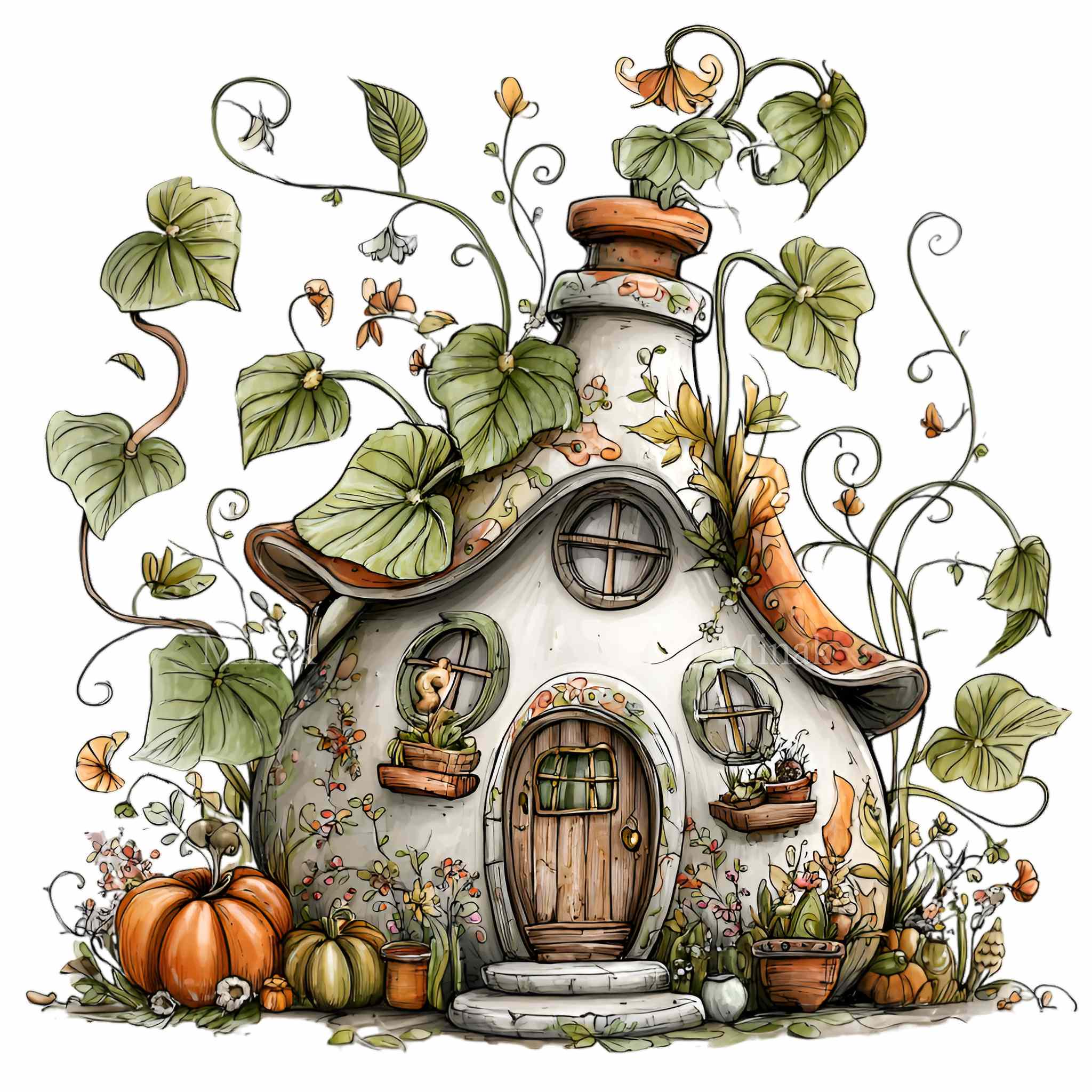 15 PNG Pumpkin House Clipart – Fall Fairy Home PNG – Cute Autumn ...