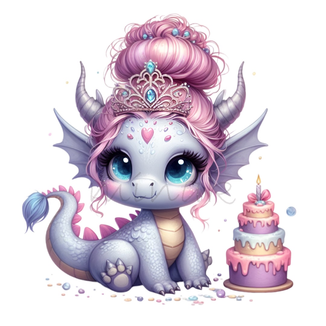 15 Princess Dragon PNG Clipart - Cute Fantasy Dragon With Tiara ...