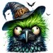 15 Witch Raven PNG Clipart - Cute Furry Green and Black Crow With ...