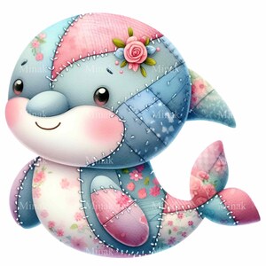 12 Patchwork Dolphin PNG Clipart, Cute Floral Dolphin With Buttons and ...
