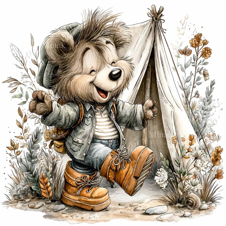 11 PNG Camping Bear Clipart – Adventure Woodland Animal PNG – Cute ...