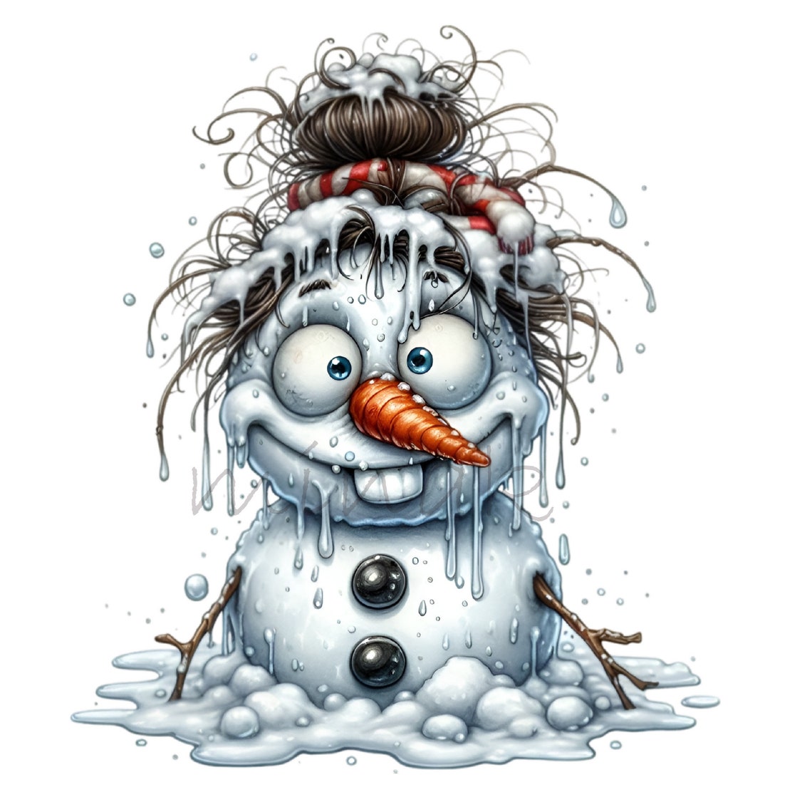 12 Melting Snowman PNG – Funny Winter Clipart With Scarf and Pinecones ...