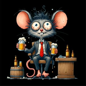14 PNG Drunk Rats PNG – Funny Cartoon Mice With Beer and Ties – Adult ...