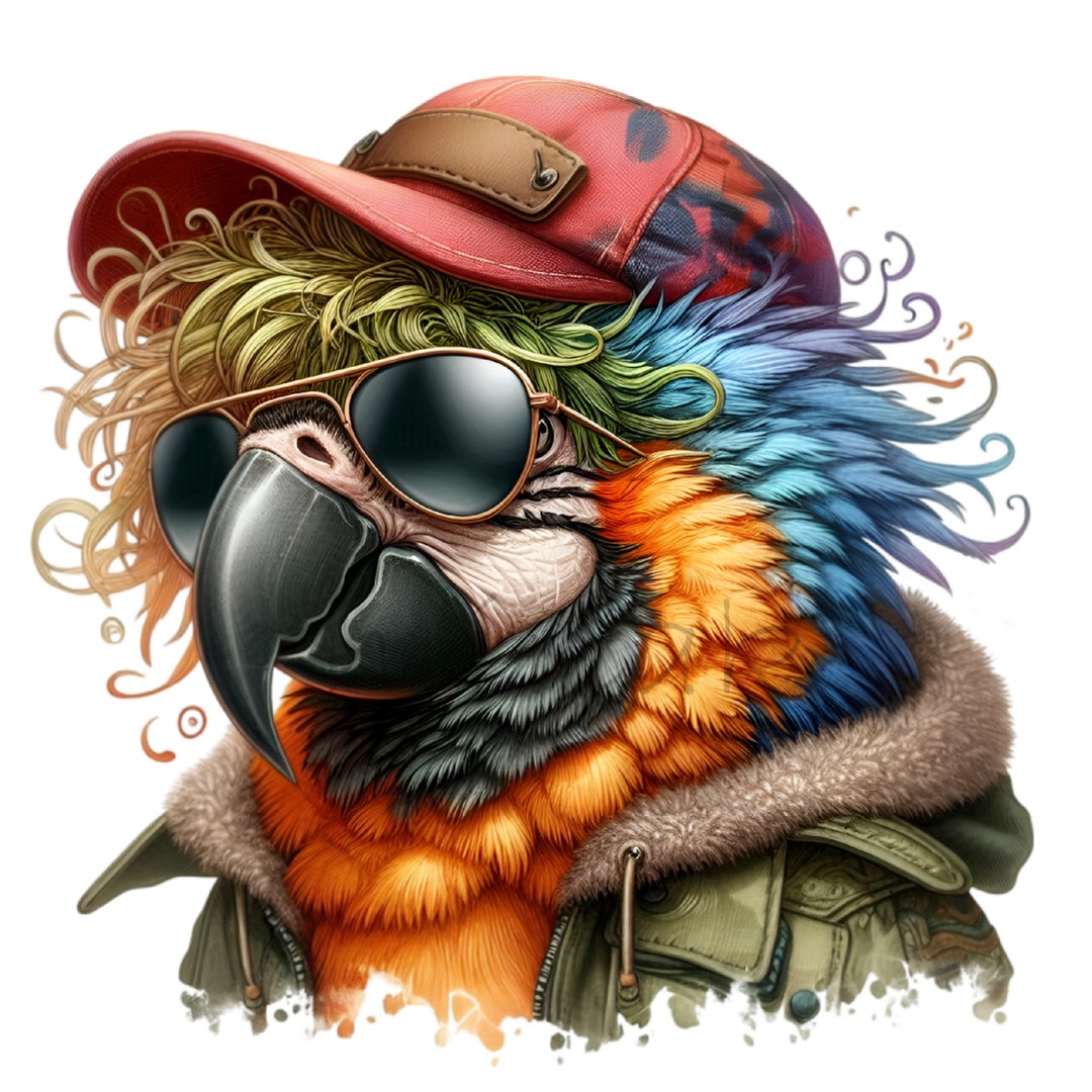 Cool Parrot Clipart PNG, 12 Trendy Parrot With Sunglasses and Hat ...