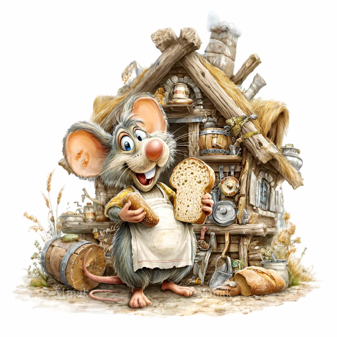 16 PNG Mouse Baker Clipart – Chef Mouse With Bread for Kitchen Art ...