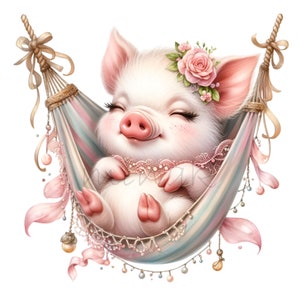 Pig Clipart PNG, 12 Watercolor Cute Piglet Farm Animal Clip Art ...