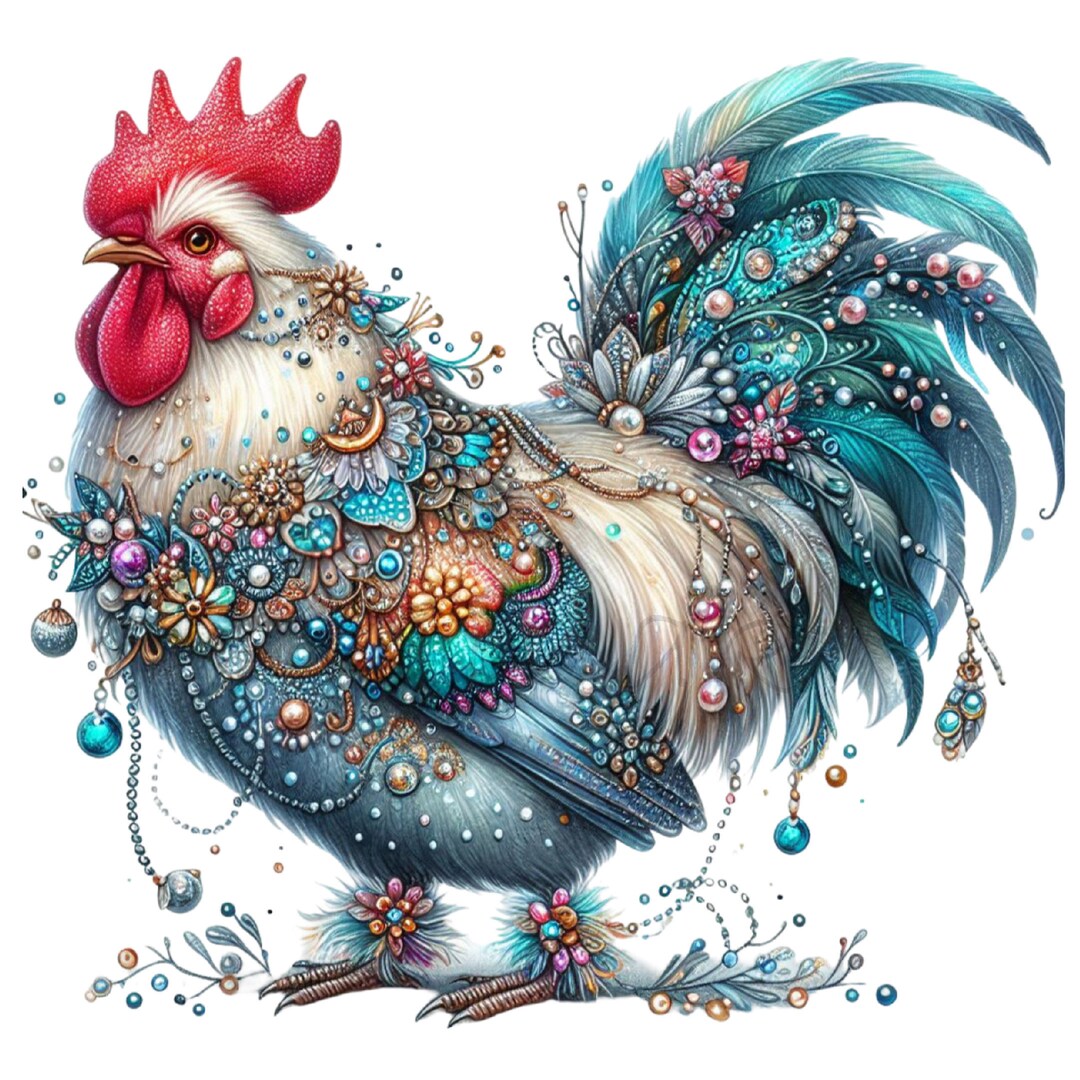 10 PNG Jdecorated Rooster Clipart, Ornate Farm Bird Illustration ...