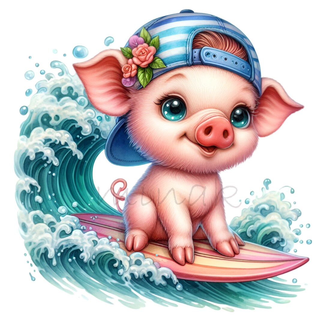 Pig Clipart PNG, 12 Beach Wave Clipart, Cute Piglet Farm Animal Clip ...
