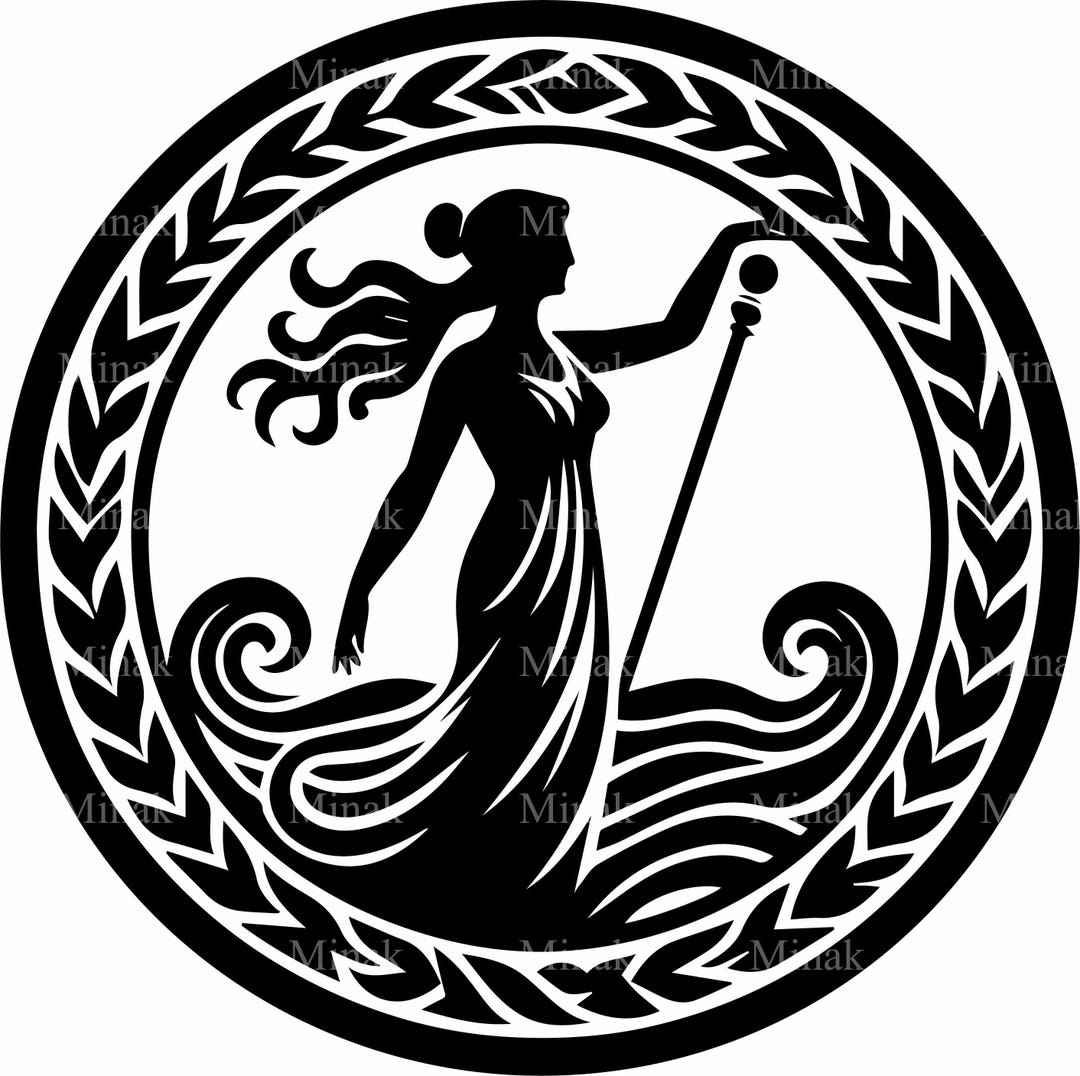 4 SVG Goddess Silhouette SVG Cut File, Elegant Woman With Staff in ...