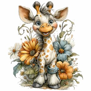 16 PNG Floral Baby Giraffe Clipart – Cute Animal PNG for Nursery Wall ...