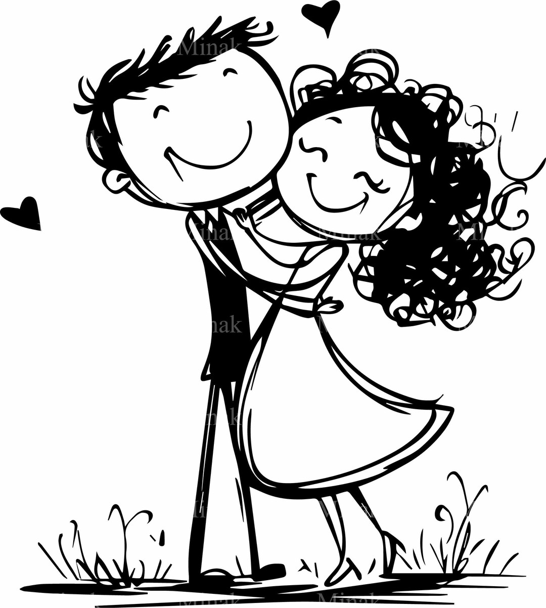 8 SVG Funny Couple SVG Cut File – Cute Stick Figure Hug Clipart – Happy ...