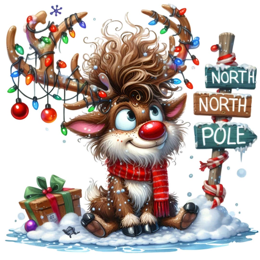 Christmas Reindeer Clipart PNG 10 Cute Reindeer With Antlers and North ...