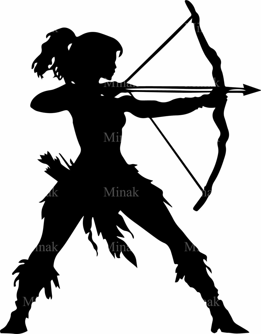 6 SVG Female Archer SVG, Warrior Huntress Cut File, Bow and Arrow ...