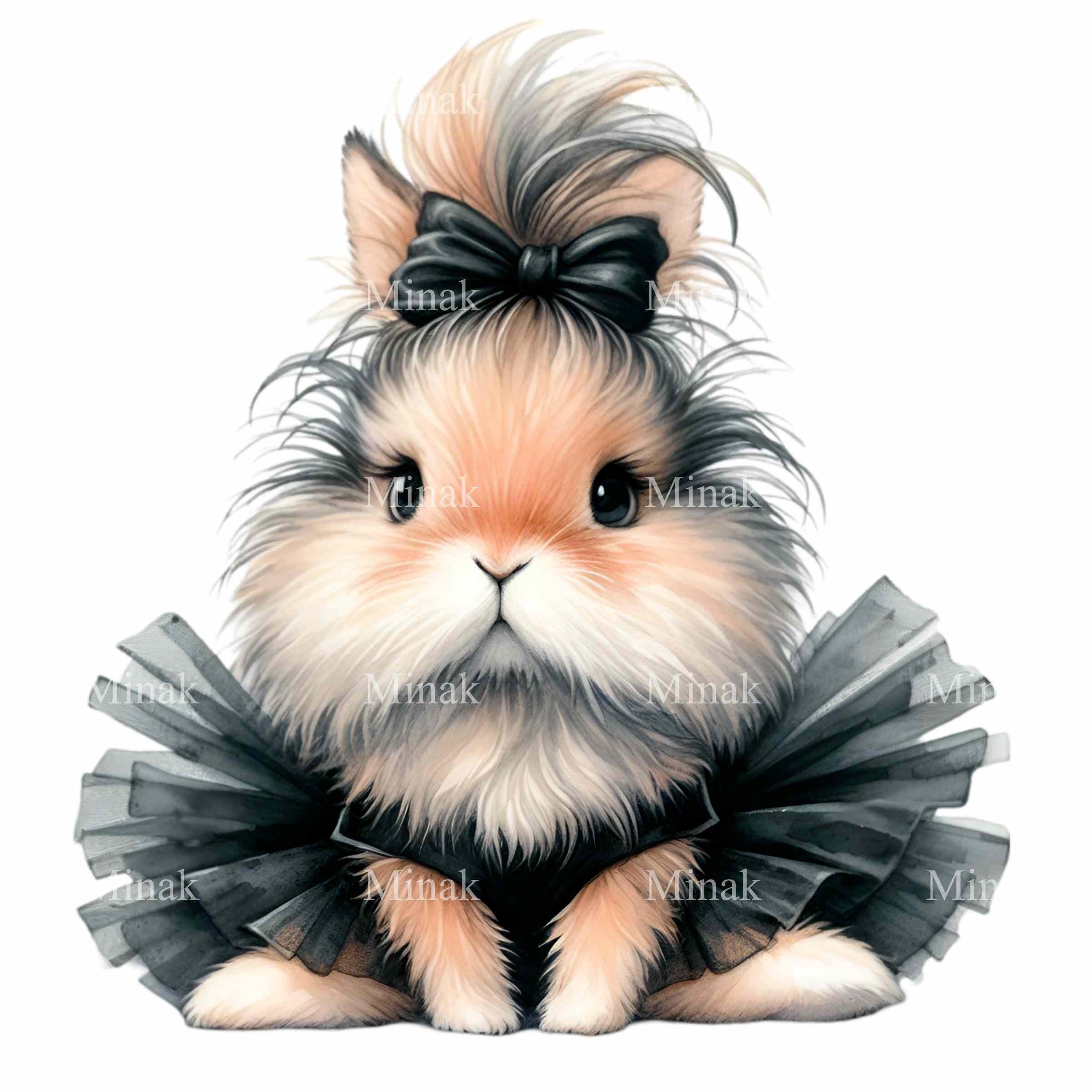 10 PNG Messy Hair Bunny Clipart, Black Tutu Rabbit Sublimation - Etsy