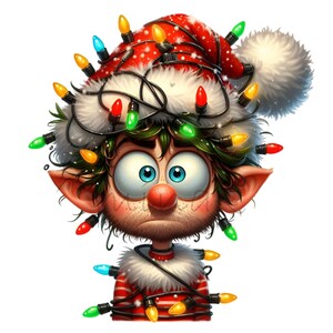 10 PNG Tangled Elf Clipart – Funny Christmas Elf PNG – Grumpy Holiday ...